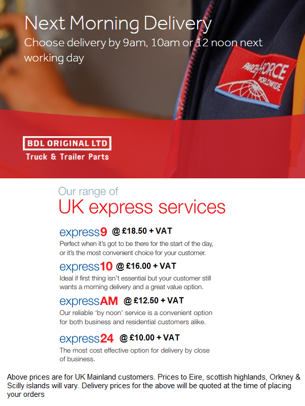 PARCEL FORCE DELIVERY PRICES - BDL Original Ltd.