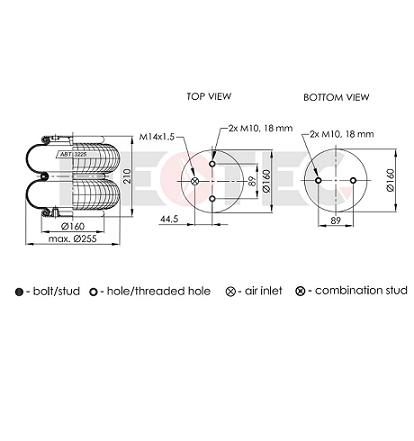 1863244 Scania double convoluted air spring - BDL Original Ltd.