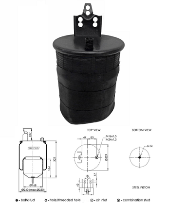 21961456 Volvo rear air spring with piston - BDL Original Ltd.