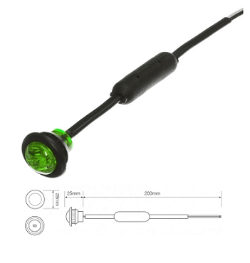 181GM- ROUND GREEN LED MARKER LIGHT 12-24V (BUTTON STYLE) - BDL ...