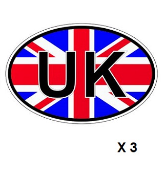 UK REAR STICKER FOR EUROPEAN TRAVEL (UNION JACK) PACK OF 3 - BDL ...